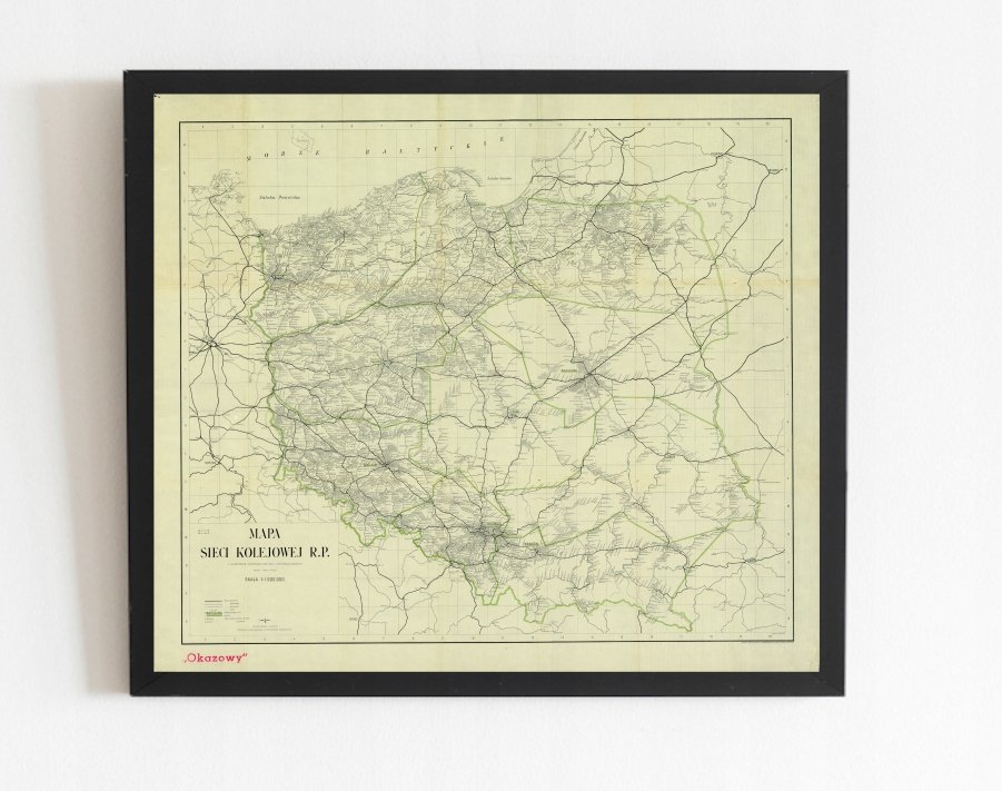 Stara MAPA Polski 1946 siec kolejowa 70x60cm - Inna marka | Sklep EMPIK.COM