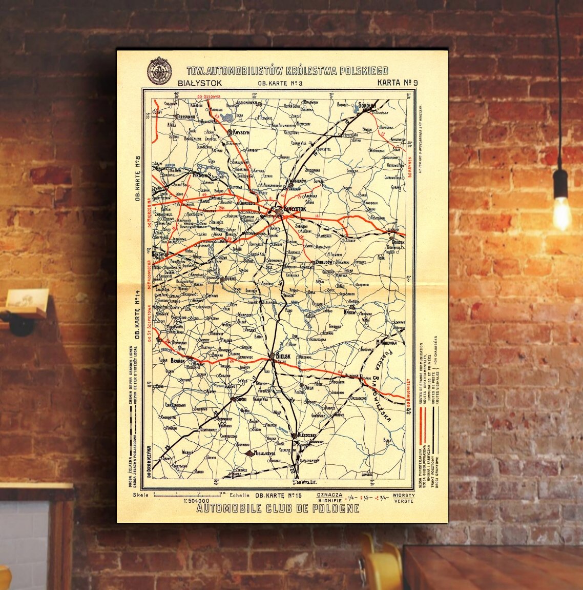 Stara MAPA Polski Samochodowa Białystok 1913r. 70x50cm - Inna marka ...