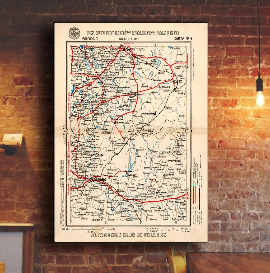Stara MAPA Polski Samochodowa GRODNO 1913r. 70x50cm - Inna marka ...