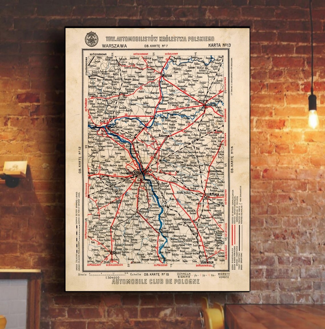 Stara MAPA Polski Samochodowa WARSZAWA 1913r. 120x90cm - Inna marka ...