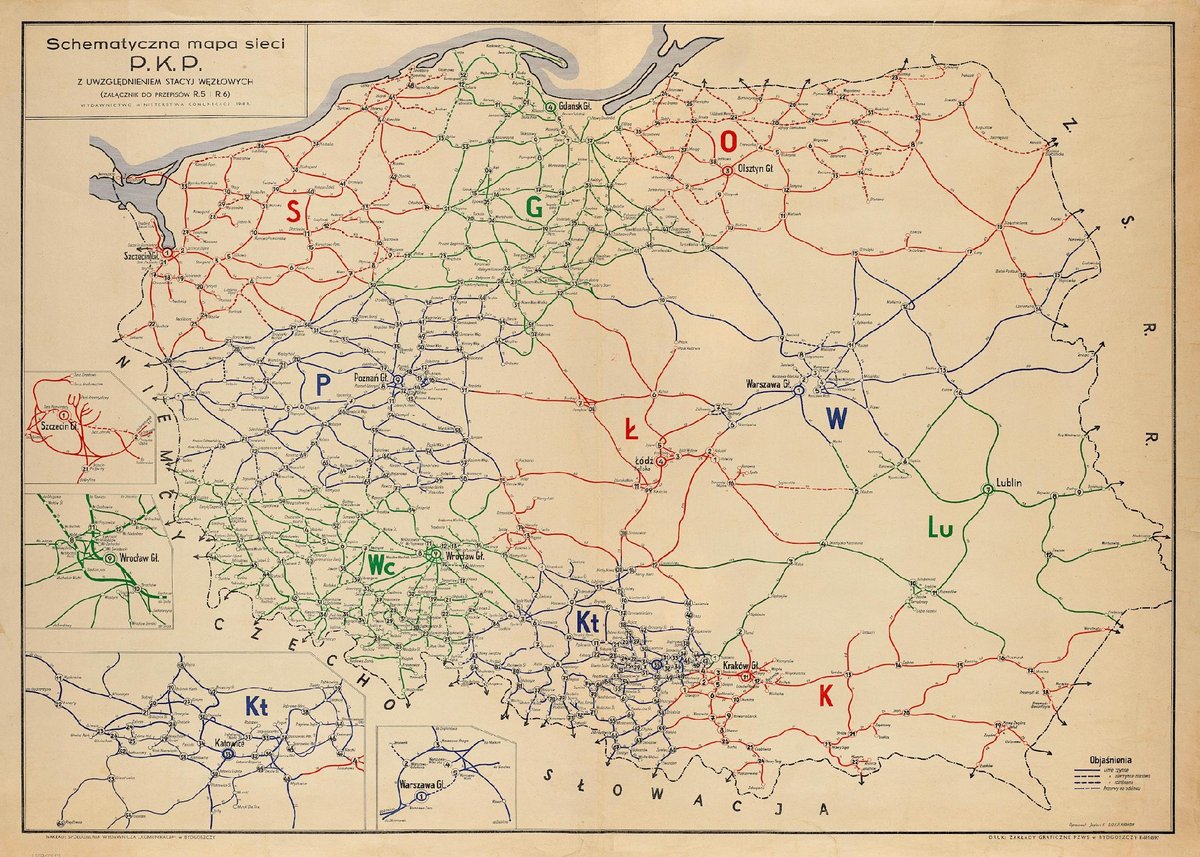Stara mapa Schematyczna mapa sieci P.K.P.1948r. 120x90cm - Inna marka ...