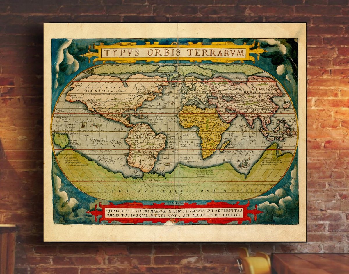 Stara MAPA Świata 1570r. Flat earth 120x90cm - Inna marka | Sklep EMPIK.COM