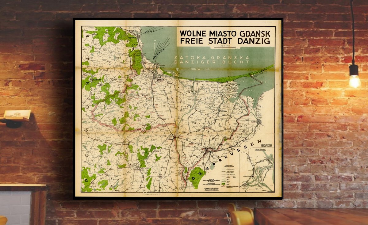 Stara mapa Wolne Miasto Gdansk 1930r. 100x90cm - Inna marka | Sklep ...