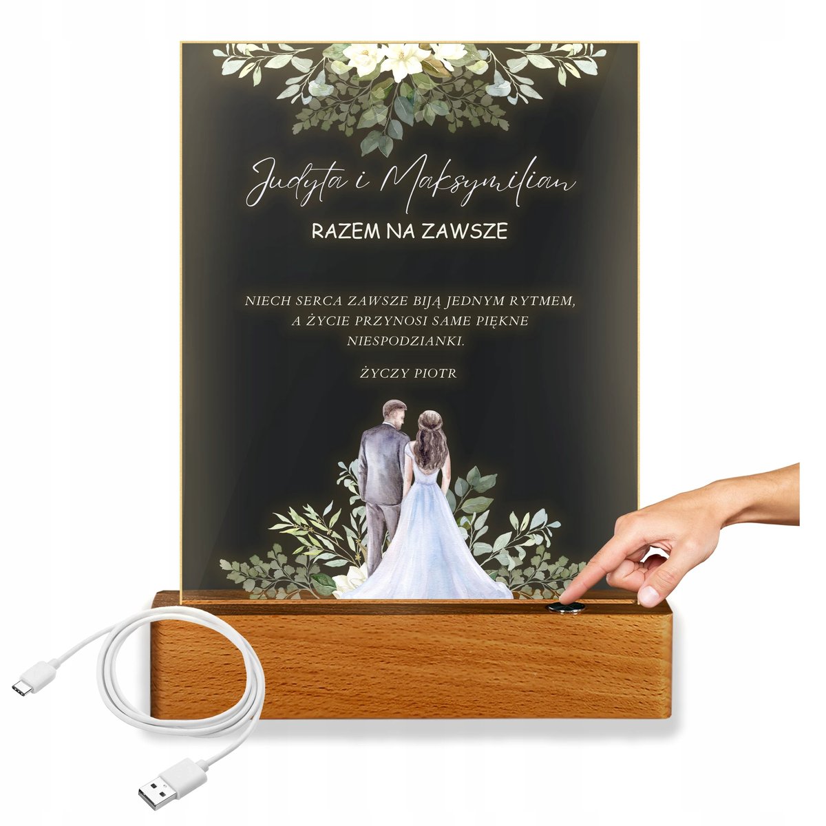 Statuetka Led Lampka Plexi do Prezent Ślub na Wesele Para Młoda z Imionami - Inna marka | Sklep ...