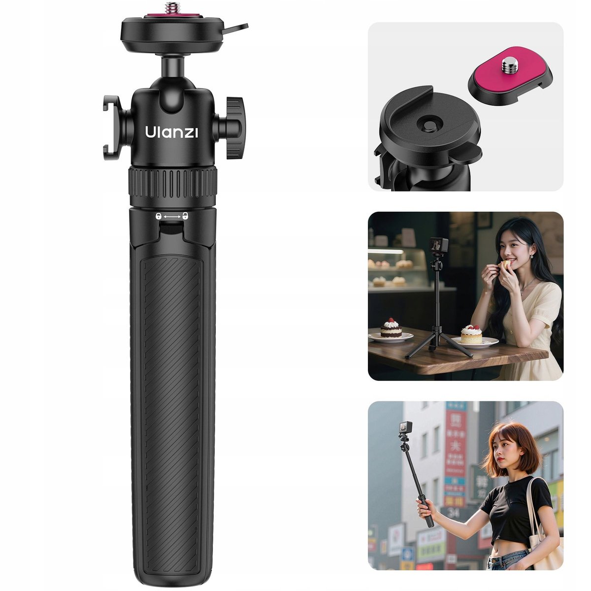 Statyw Selfie Stick 2w1 Na Telefon Aparat Kamerę Quick Release Ulanzi ...