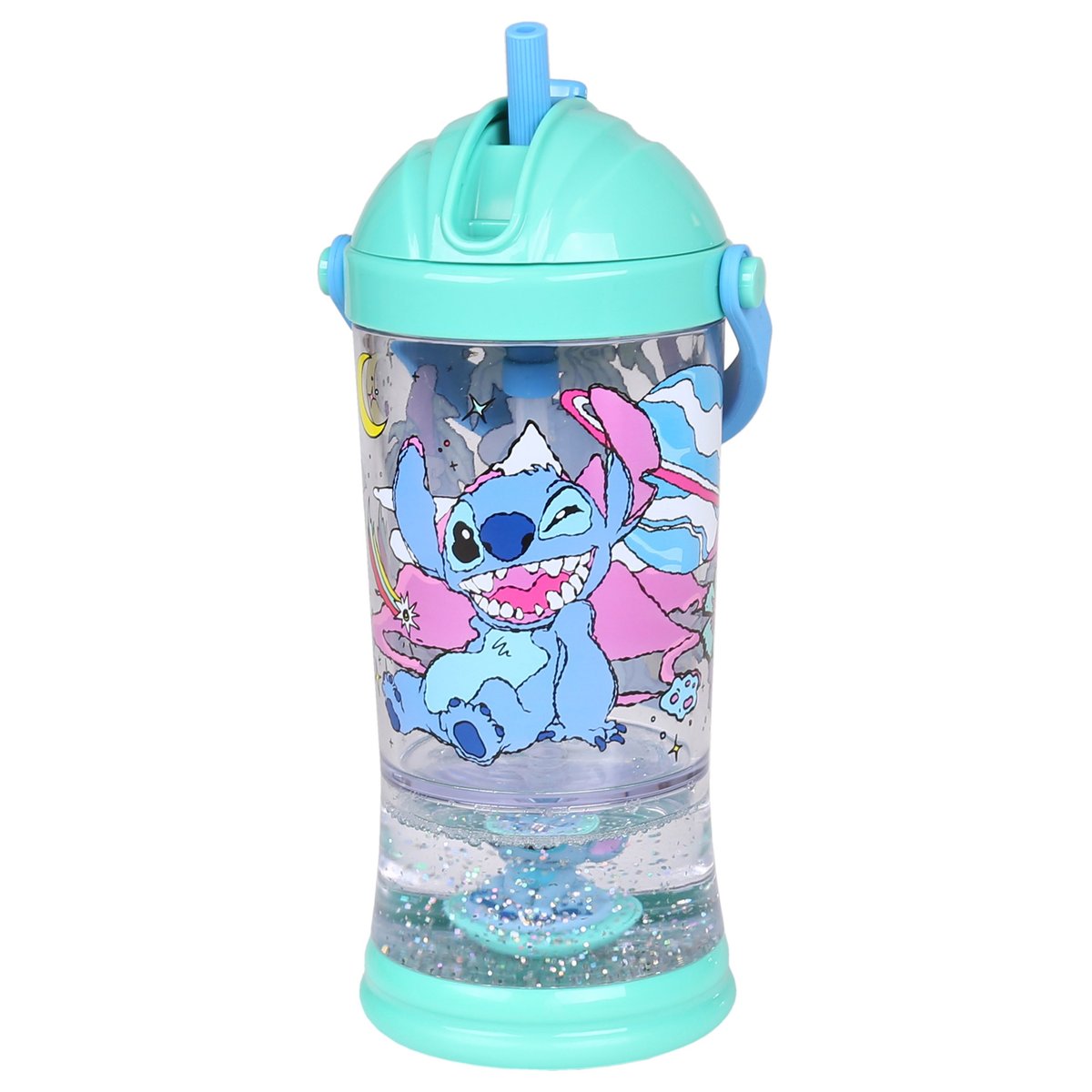 Stitch Disney Butelka Ze Słomką, Bidon Z Płynnym Brokatem I Figurką ...