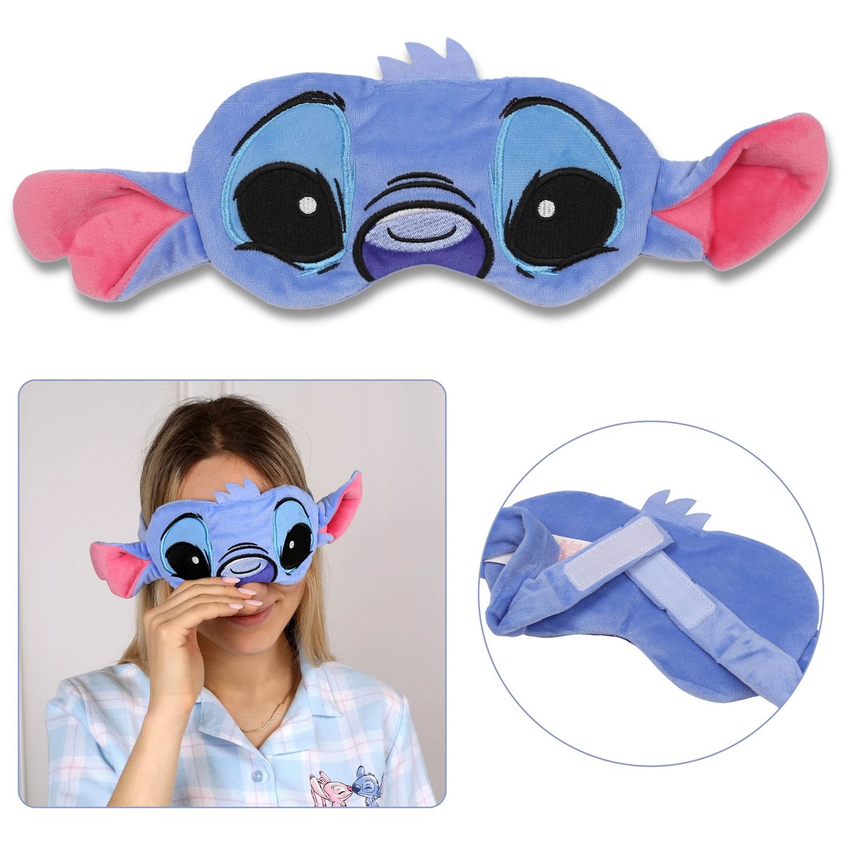 Stitch Disney Niebieska opaska na oczy, maska do spania, podróżna ...