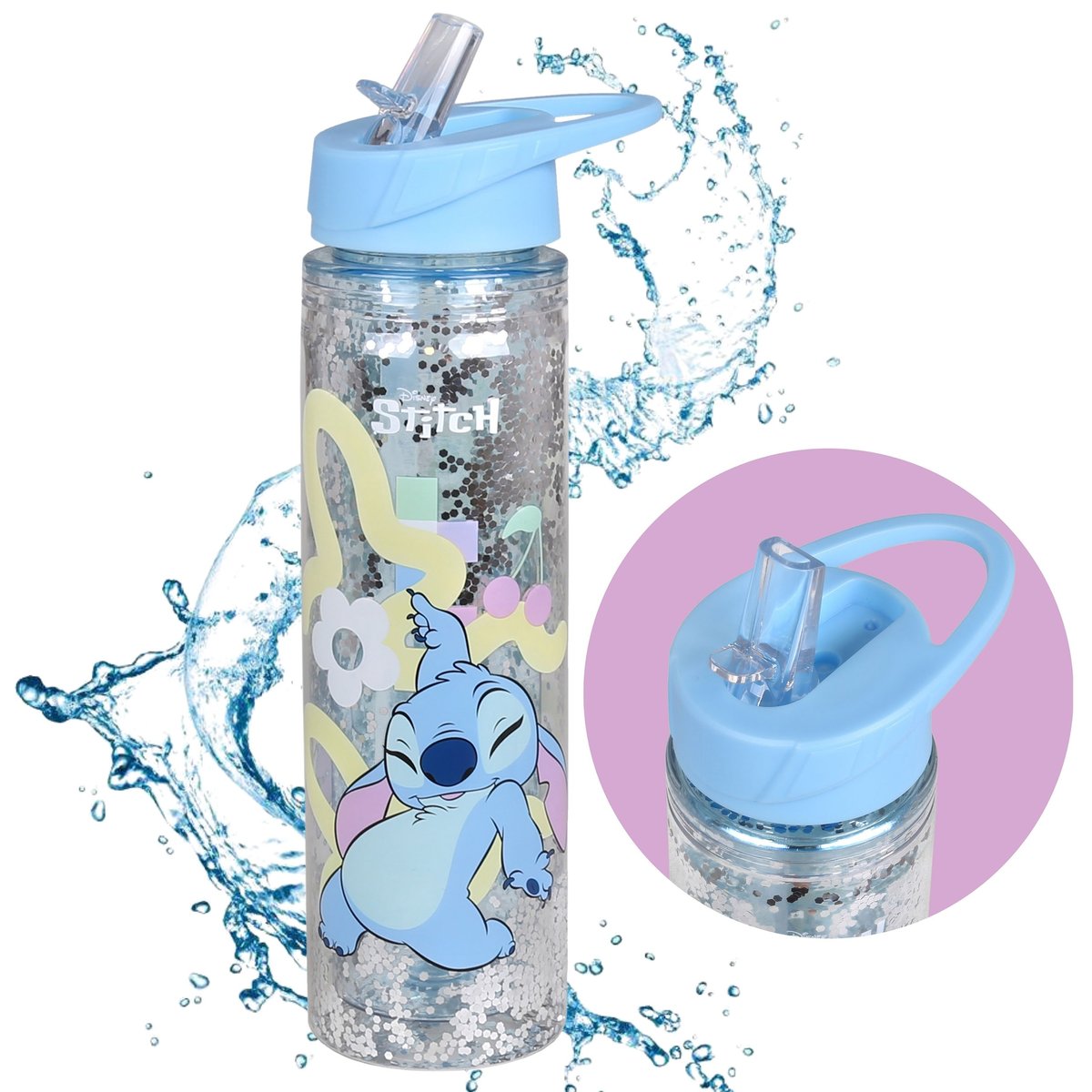 Stitch Disney Plastikowa butelka/bidon ze słomką, transparentna z ...