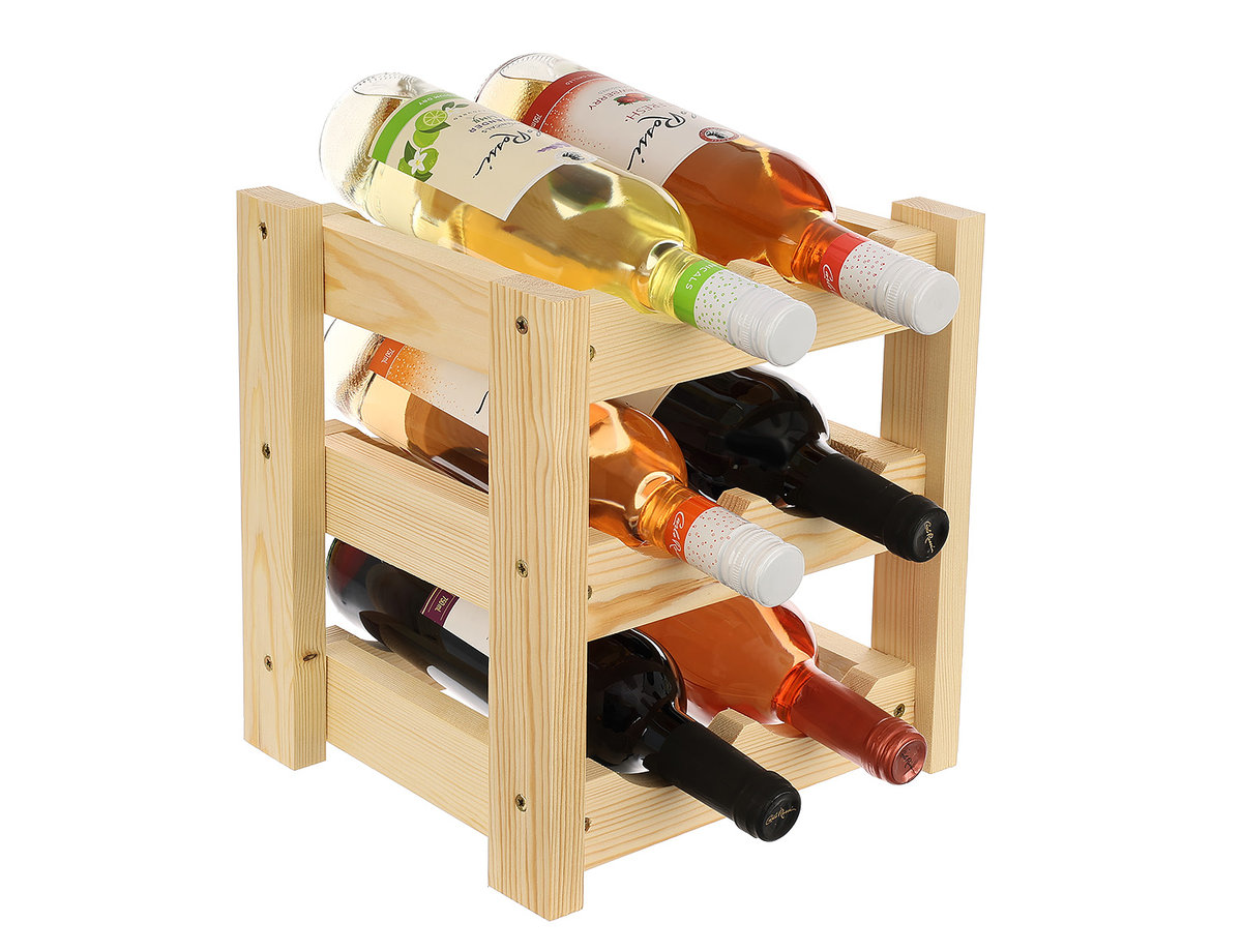 Stojak na 6 butelek wina, 26 x 24 x 29 cm drewno, z elementami montażowymi - Goodfreshdecor ...