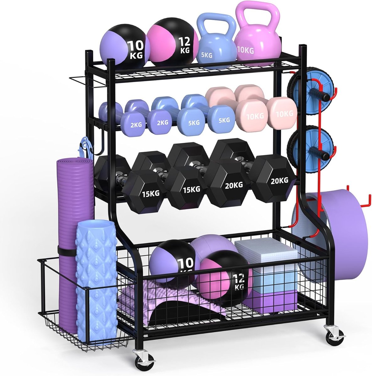 STOJAK NA HANTLE KOSZ NA AKCESORIA NA SIŁOWNIĘ 160 KG UDŹWIGU MOCNY DUŻY - inna (Inny) | Sport ...