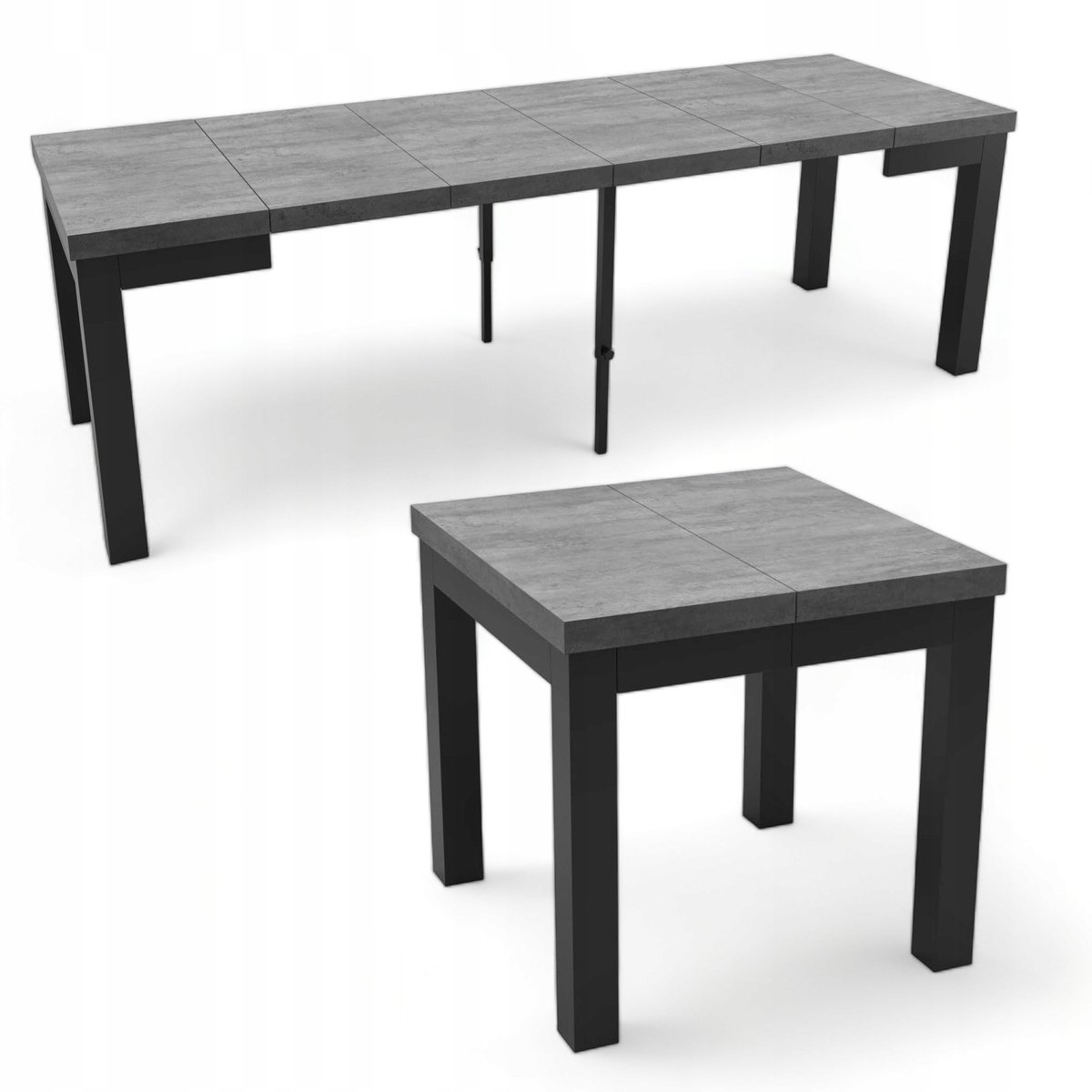 Stół Duży kwadrat 80x80 rozkładany do 240 cm CZARNY + BETON JASNY - Inna marka | Sklep EMPIK.COM