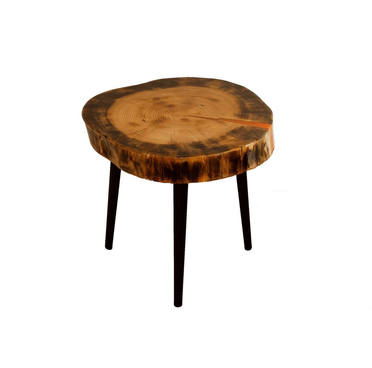 Stół Z Plastra Drewna Żywica Epoksydowa 43 cm x 45 cm x 6 Cm | Opalany ...