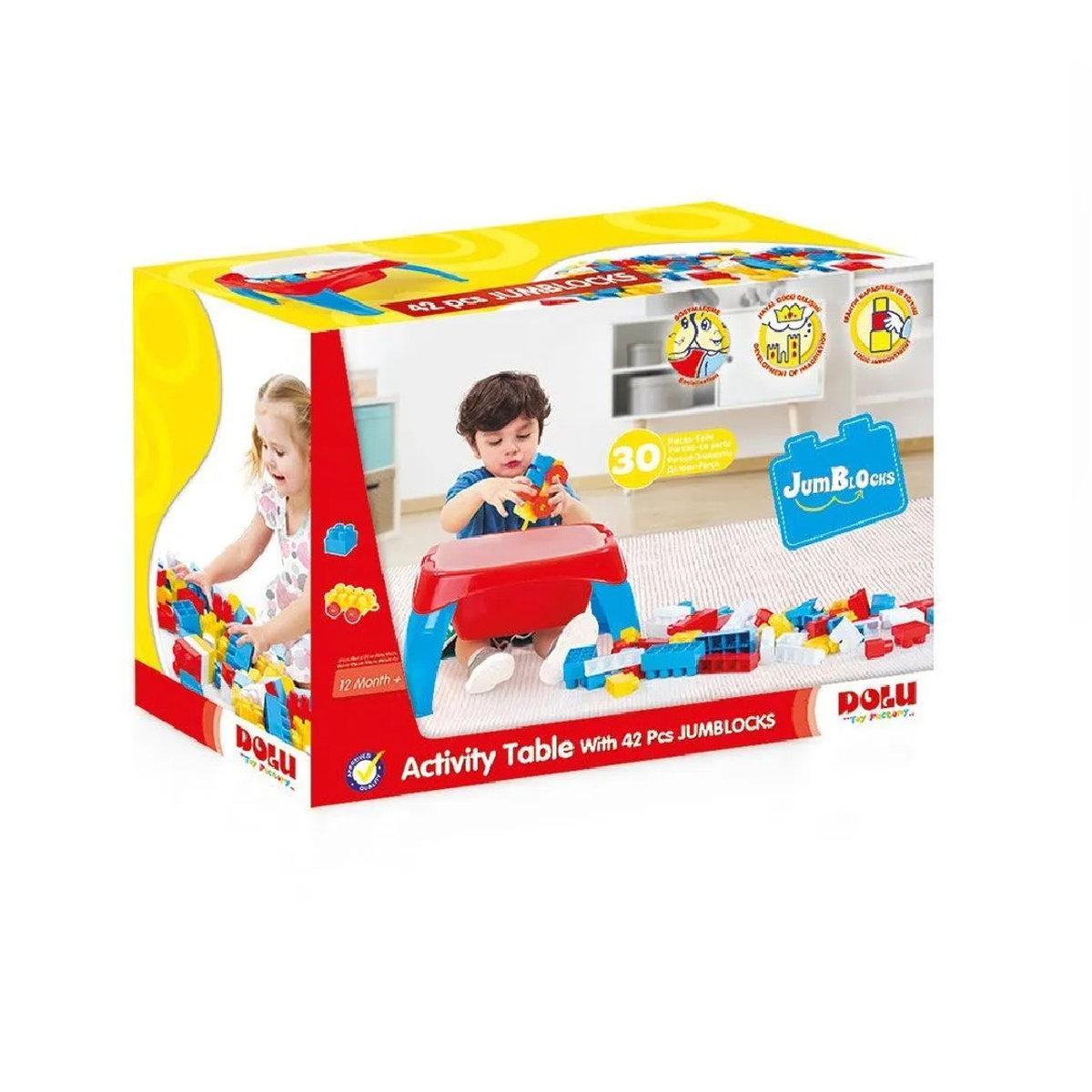 Stolik aktywności z klockami 30 sztuk - Dolu | Sklep EMPIK.COM