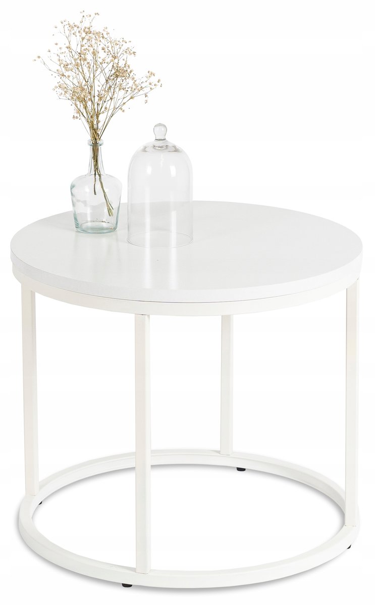 Stolik Kawowy Okrągły Loft Biały Mały Ława Okrągła Biała Mała ALICE ...