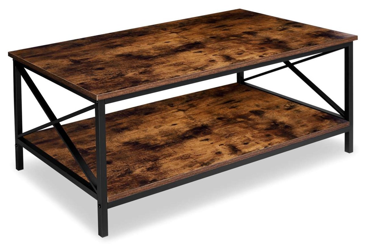 Stolik Kawowy Rustykalny Ława Kawowa Loft Metalowa Z Półką 100x55 Cm ...