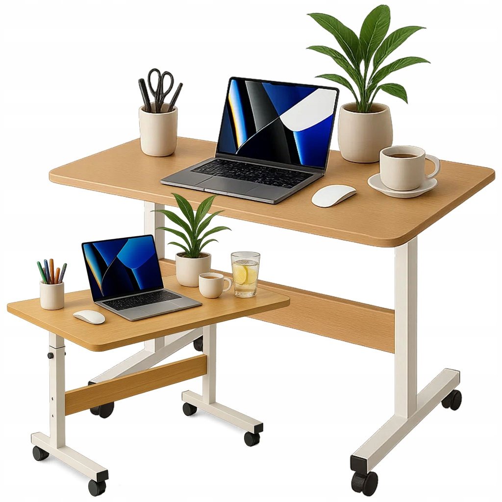STOLIK POD LAPTOPA NA KÓŁKACH REGULOWANA WYSOKOŚĆ MOBILNY STOLIK BIURKO ...