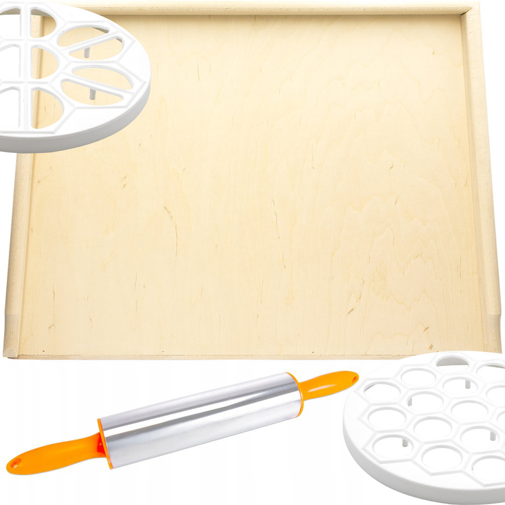 Stolnica Bukowa + Wałek + Forma Do Uszek Pierogów - decortrend | Sklep ...