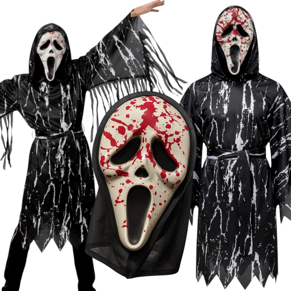 Straszny Kostium Duch z Krwawą Maską Halloween - L - del-sol ...