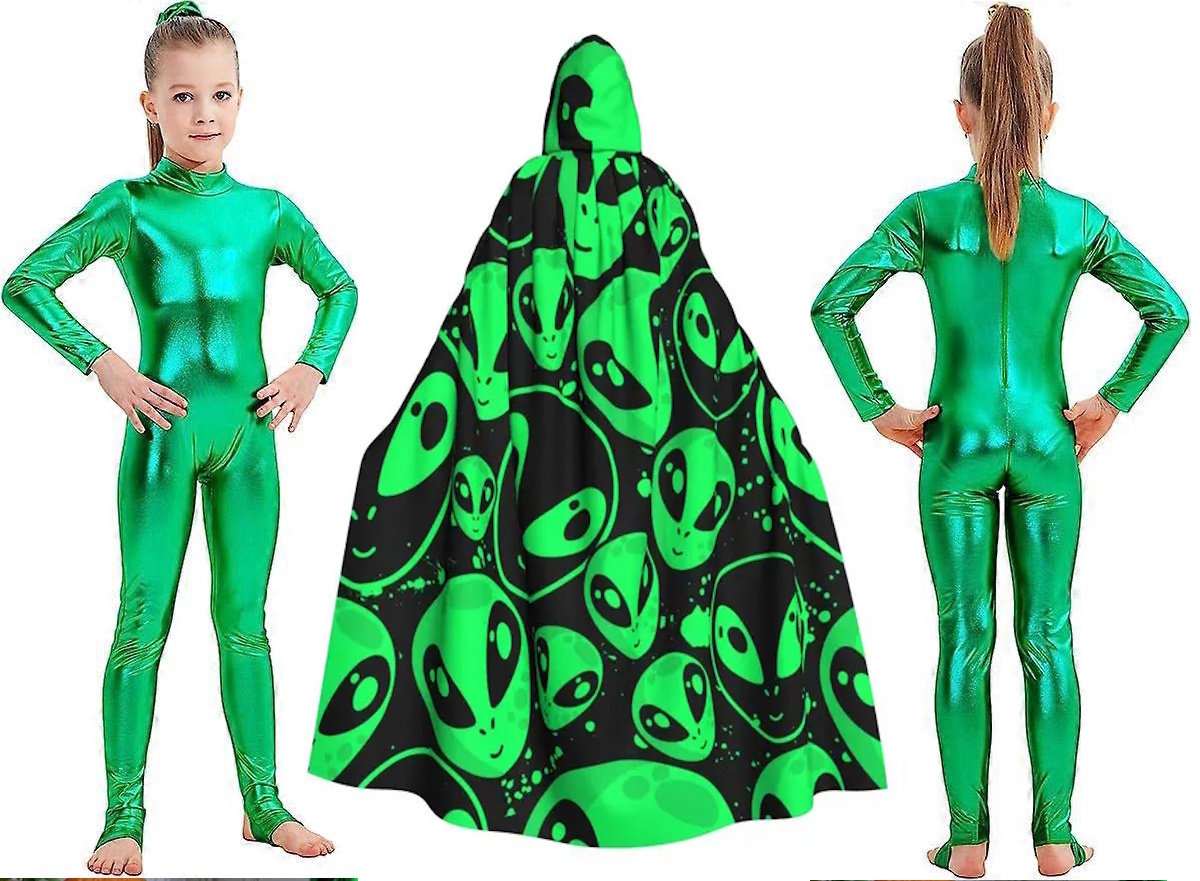 STRÓJ ALIEN OBCY KOSMITA PŁASZCZ+METALICZNY KOMBINEZON HALLOWEEN DUCH ...