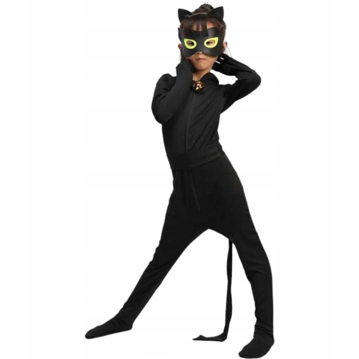STRÓJ CZARNY KOT Z BAJKI MIRACULUM KOSTIUM KOCICA OPASKA MASKA ...