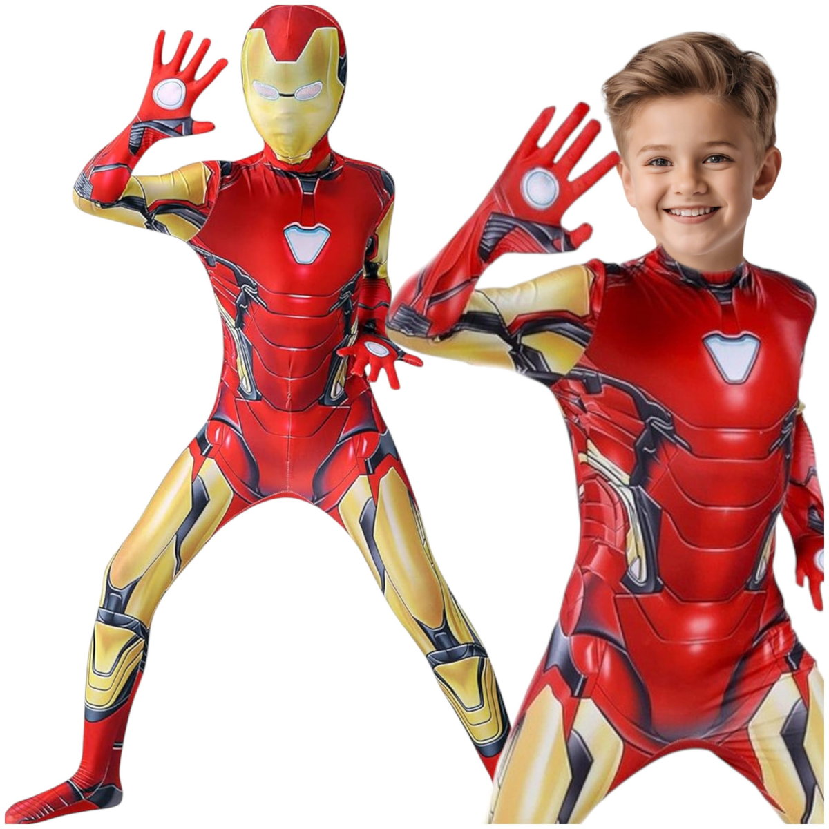 Strój Iron Man Przebranie Maska Rękawiczki Kostium Bal - 134-140 ...
