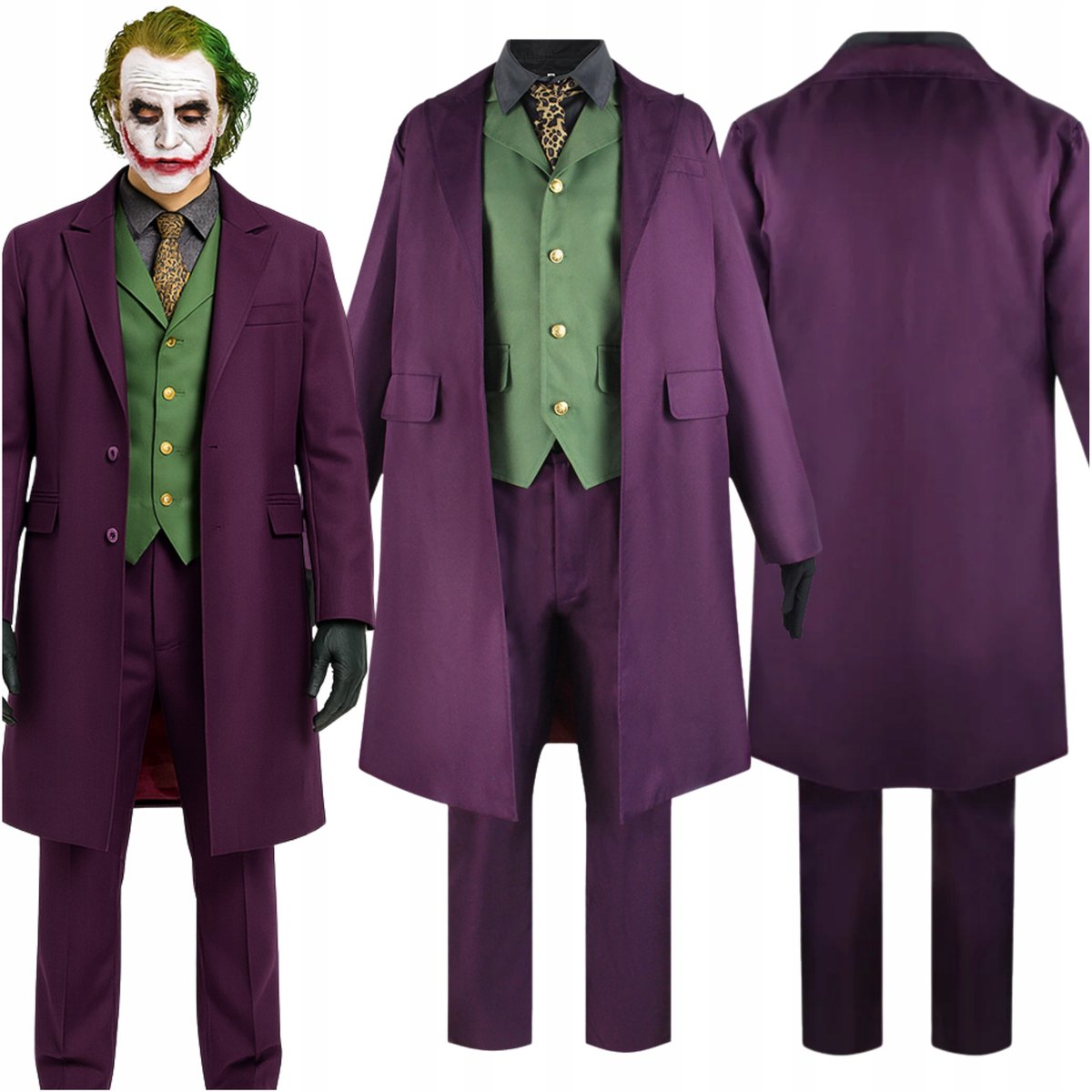 STRÓJ JOKER KLAUN KOSTIUM BATMAN PRZEBRANIE COSPLAY HALLOWEEN ZESTAW ...