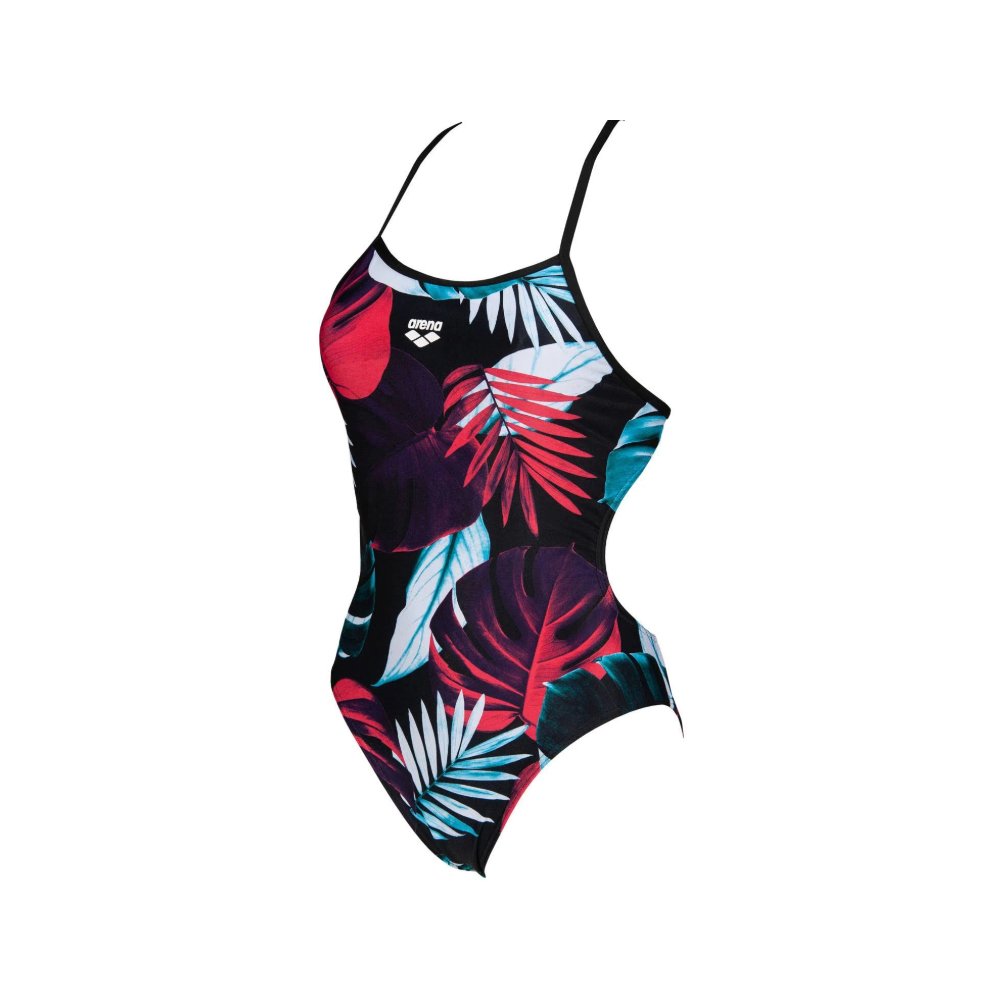 Strój Kąpielowy Damski Arena Tropical Leaves Tie Back Black/MultiColor ...
