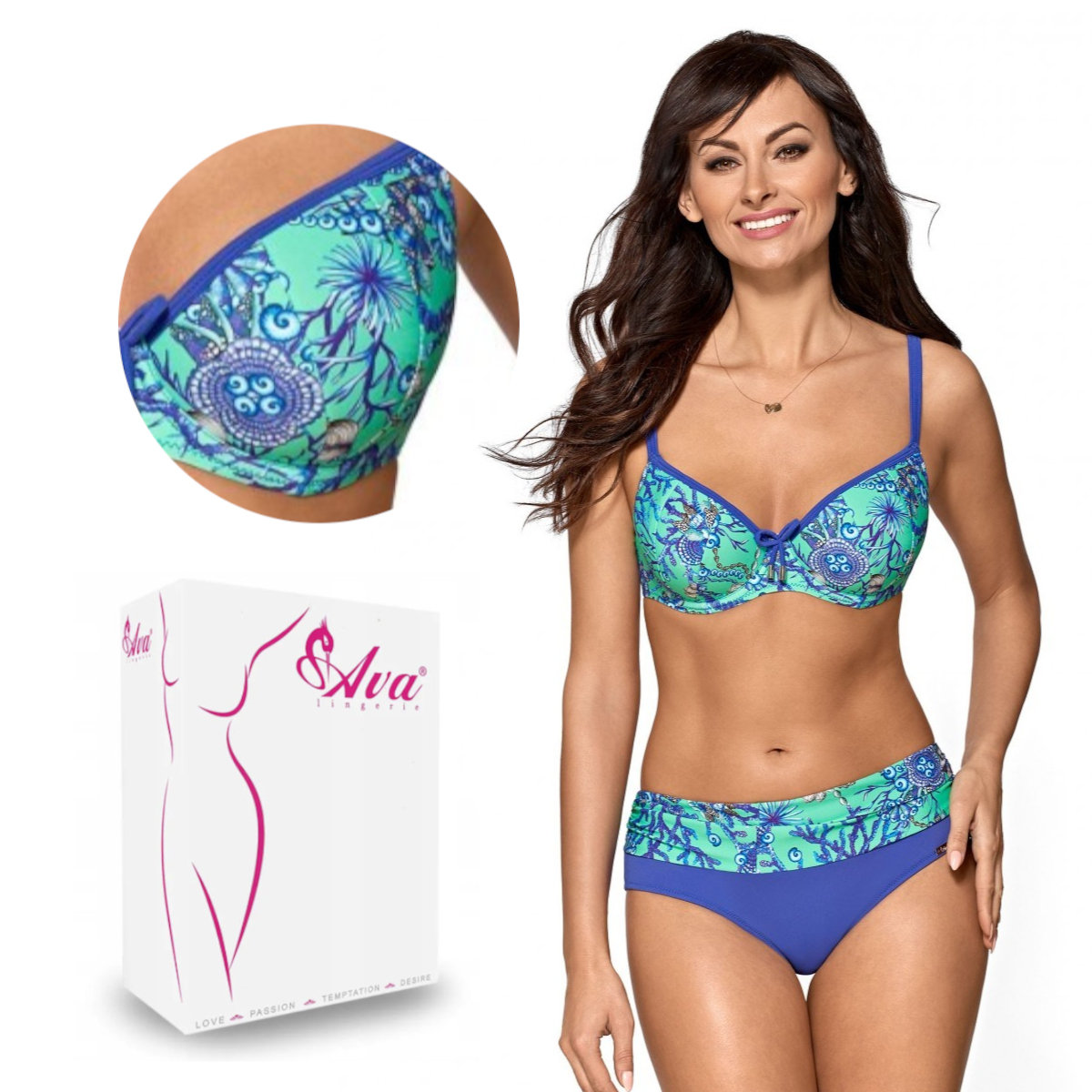 Strój kąpielowy góra biustonosz push-up SK 111 Aquamarine 65F - AVA | Moda Sklep EMPIK.COM
