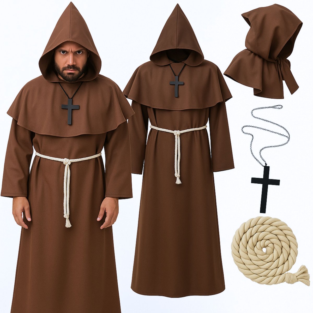 Strój Kostium Przebranie Habit Mnich Ksiądz Zakonnik Na Halloween S / M ...