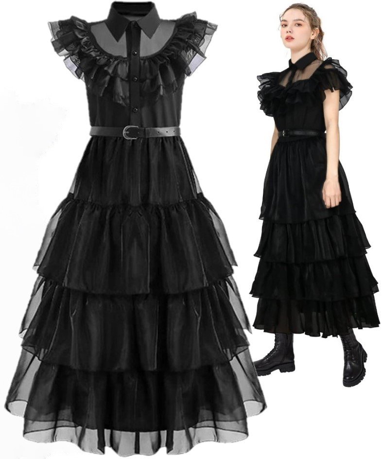 Strój Kostium Przebranie Sukienka Wednesday Addams Cosplay Dla ...