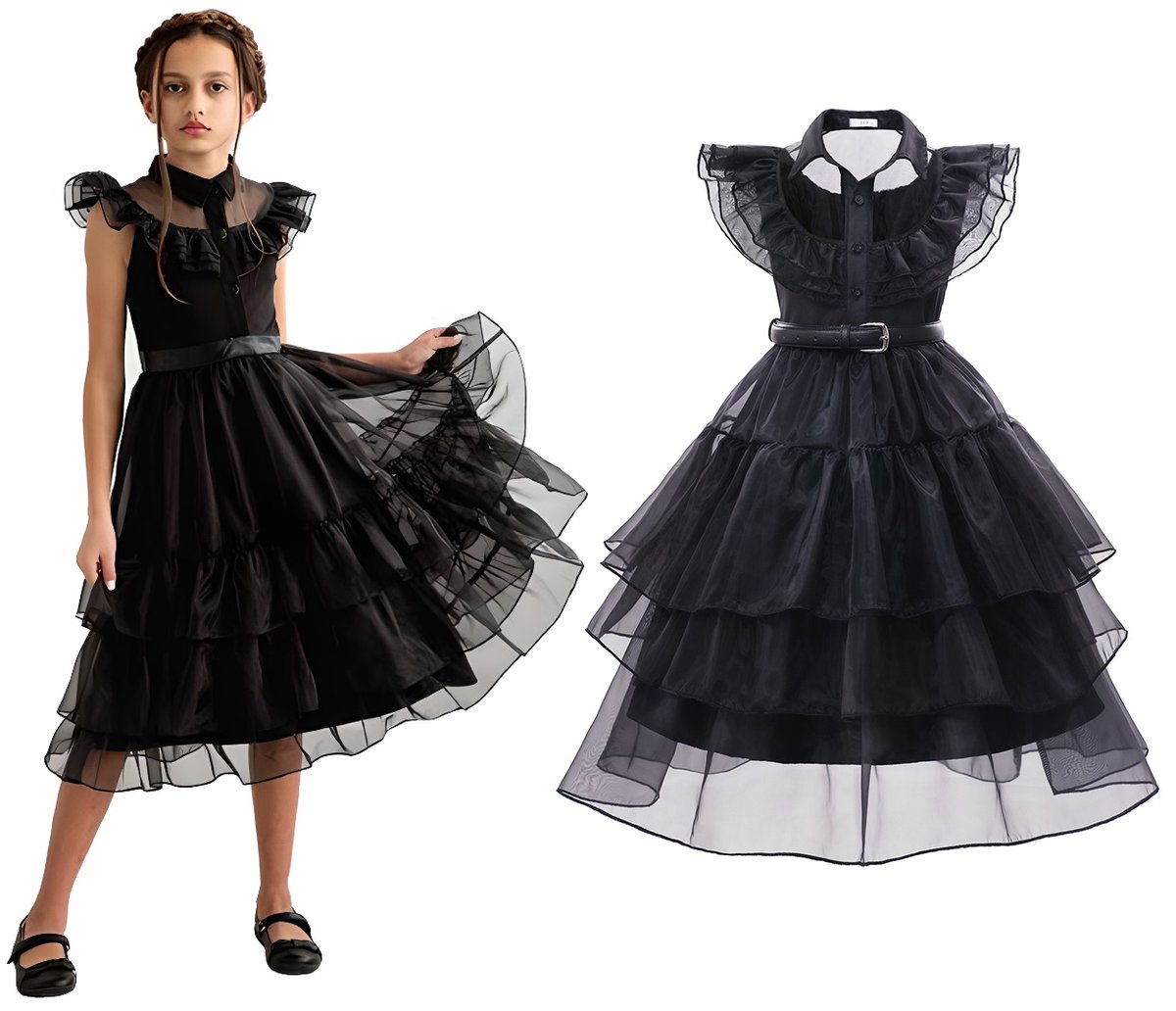 Strój Kostium Sukienka Wednesday Addams Cosplay Halloween Karnawał 110 ...