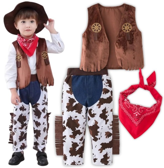 Strój Kowboja Kamizelka Chusta Bandana Dziki Zachód Kowboj Szeryf 98 104 - Hopki | Przyjęcia i ...