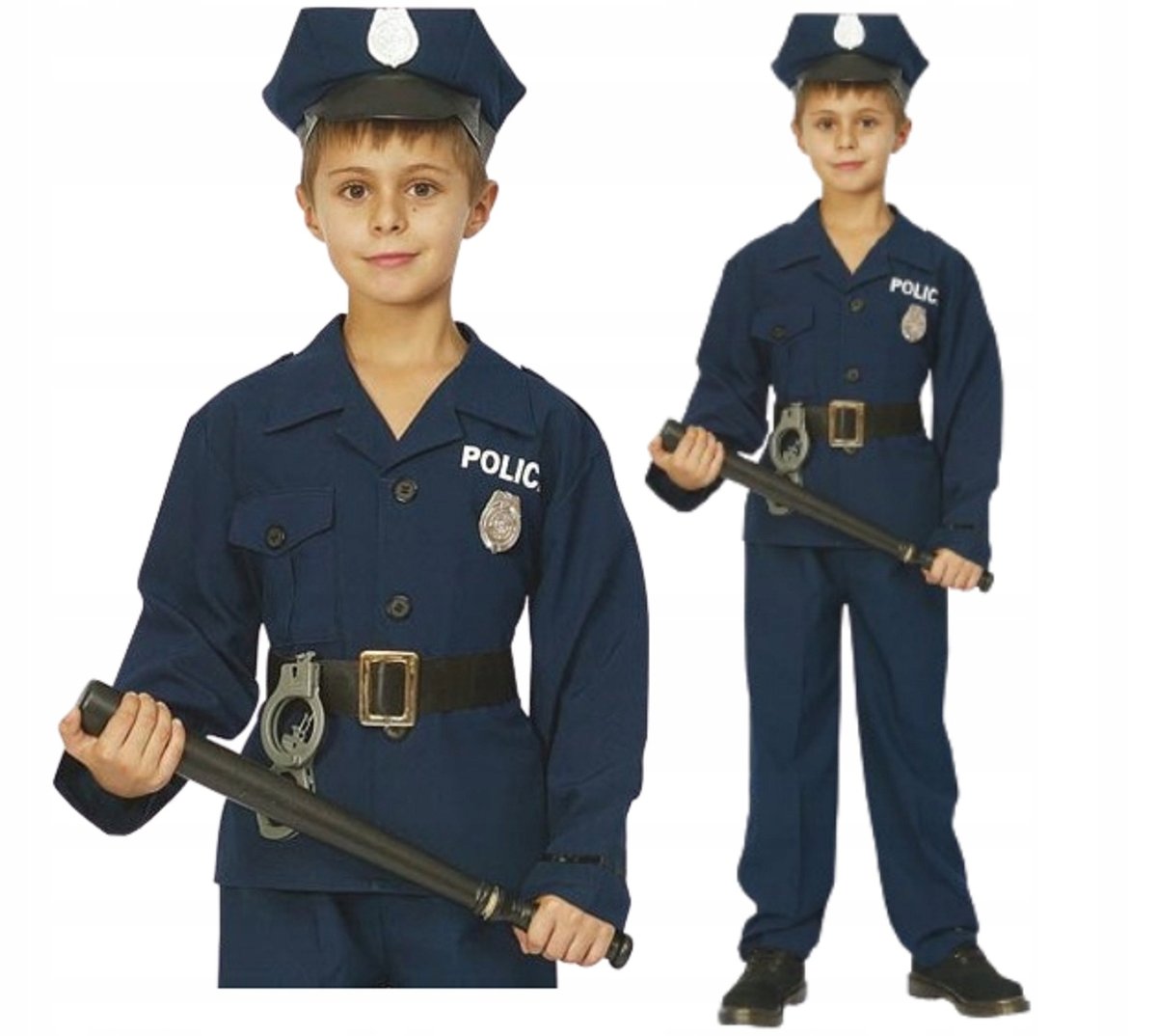 Strój Policjant koszula, pasek, spodnie, czapka roz M 120/130 cm - Madej | Przyjęcia i okazje w ...