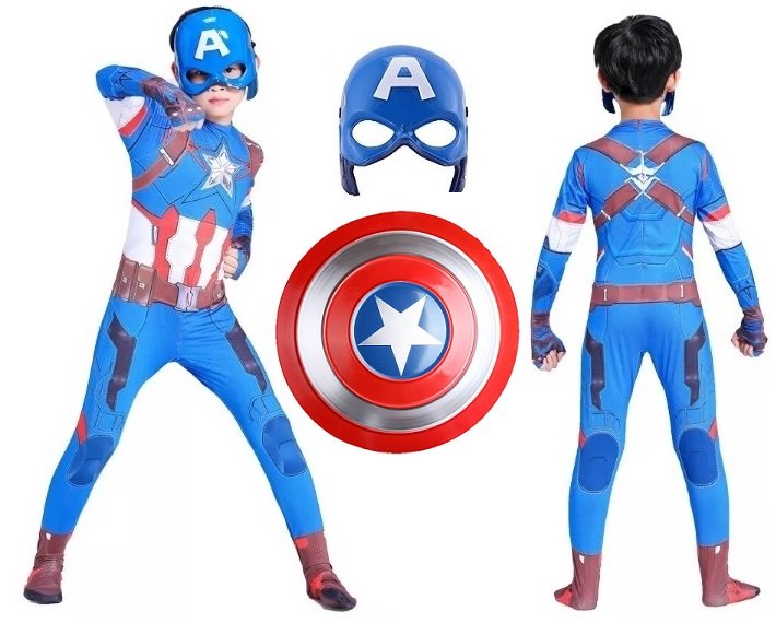 STRÓJ PRZEBRANIE KAPITAN SUPERBOHATER SKIN NA BAL MASKA TARCZA 152 158 ...