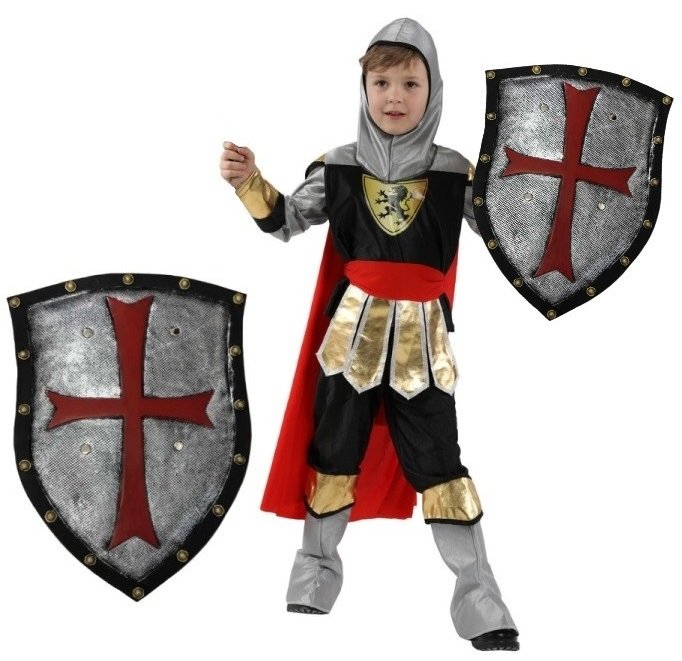 Strój Przebranie Kostium Wojownik Rycerz Zbroja Tarcza Rycerska 110/116 - Hopki | Przyjęcia i ...