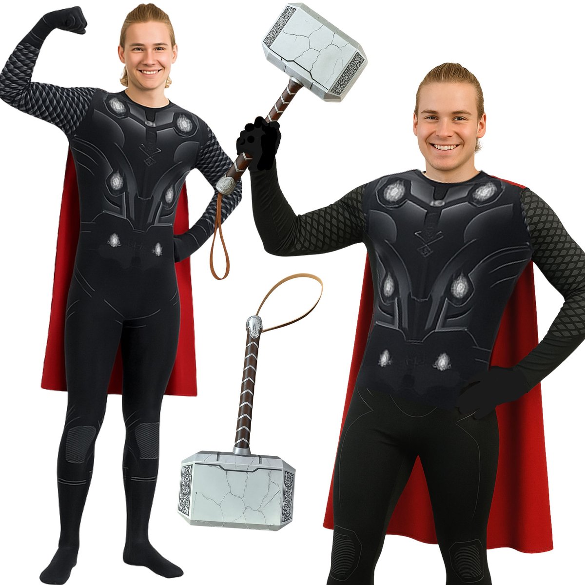 Strój Przebranie Thora Młot Thor Wojownik Heros Cosplay Xs S 158 164 Cm ...