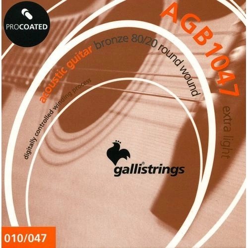 STRUNY DO GITARY AKUSTYCZNEJ GALLI AGB 1047 ZESTAW 6 STRUN EXTRA LIGHT ...