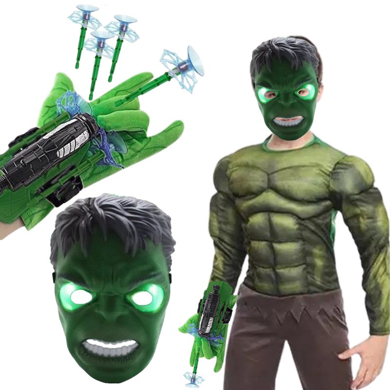 STRZELAJĄCA RĘKAWICA WYRZUTNIA MASKA MUTANT SUPERBOHATER NA BAL ...