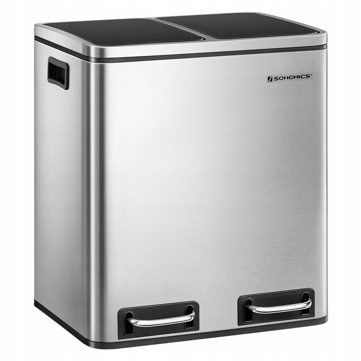 Stylowy kosz kuchenny na śmieci, 2-komorowy, 30l, 2x15l, srebrny, mini ...