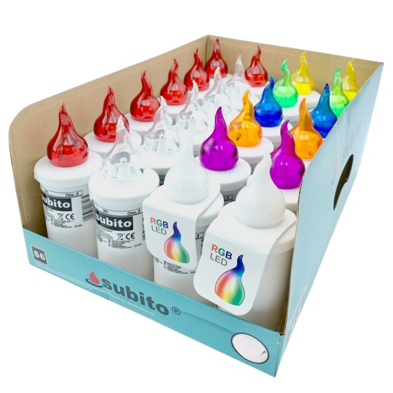 Subito S6 Znicz LED Wkład Elektryczny Wysoki 60 Dni MIX Kolorów 24 ...