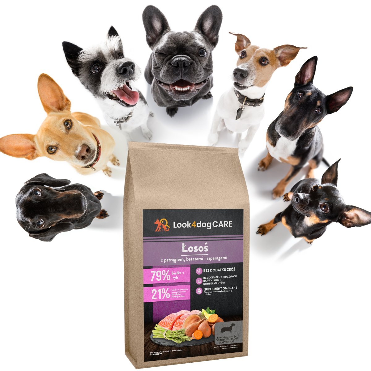 Sucha karma dla psa Look4dog CARE łosoś pstrąg mała rasa 2 kg - Inny ...