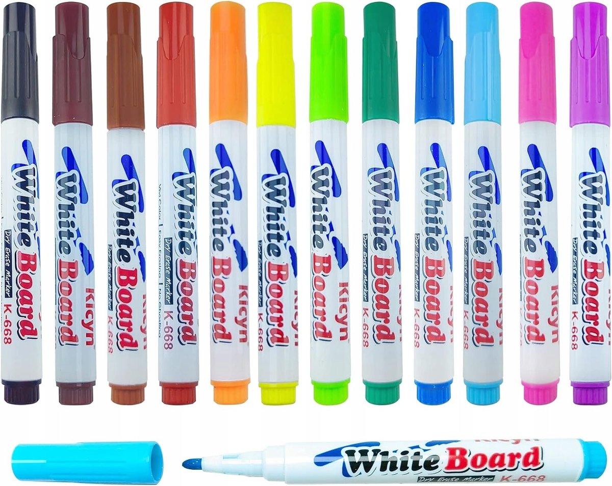 Suchościeralne Pisaki do Tablic Markery 12 Kolorów do szkła ceramiki ...
