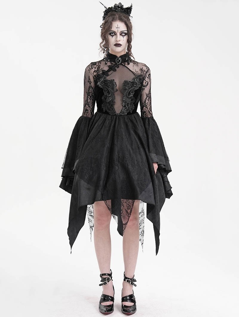 sukienka DEVIL FASHION - BLACK VINTAGE GOTHIC CHEONGSAM-M - Inna marka ...