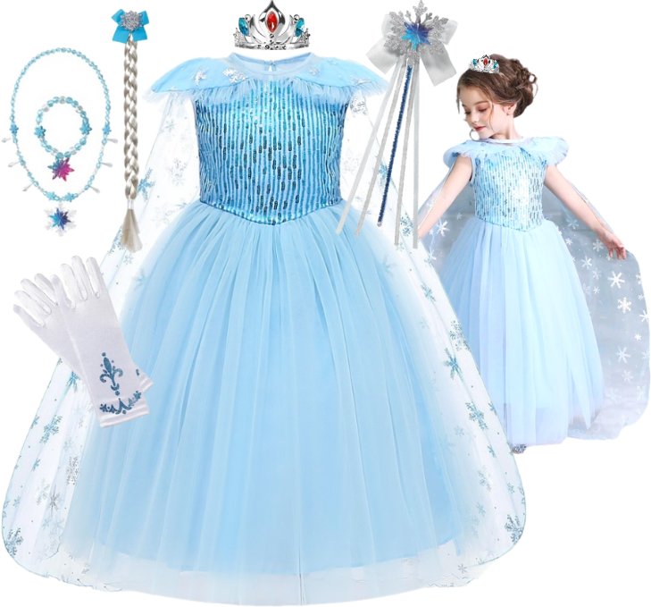 Sukienka Kostium Strój Elsa Elza Kraina Lodu 2 Berło Korona 104/110 - Hopki | Przyjęcia i okazje ...