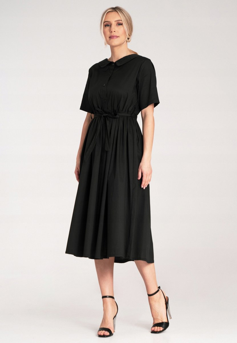 Sukienka szmizjerka | Koszulowa sukienka szmizjerka | Czarna M1178 S/M ...