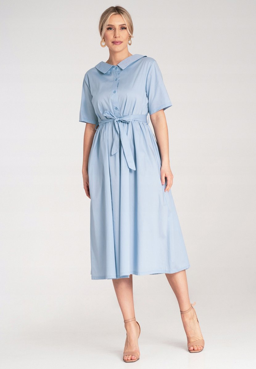 Sukienka szmizjerka | Koszulowa sukienka szmizjerka | Niebieska M1178 S ...