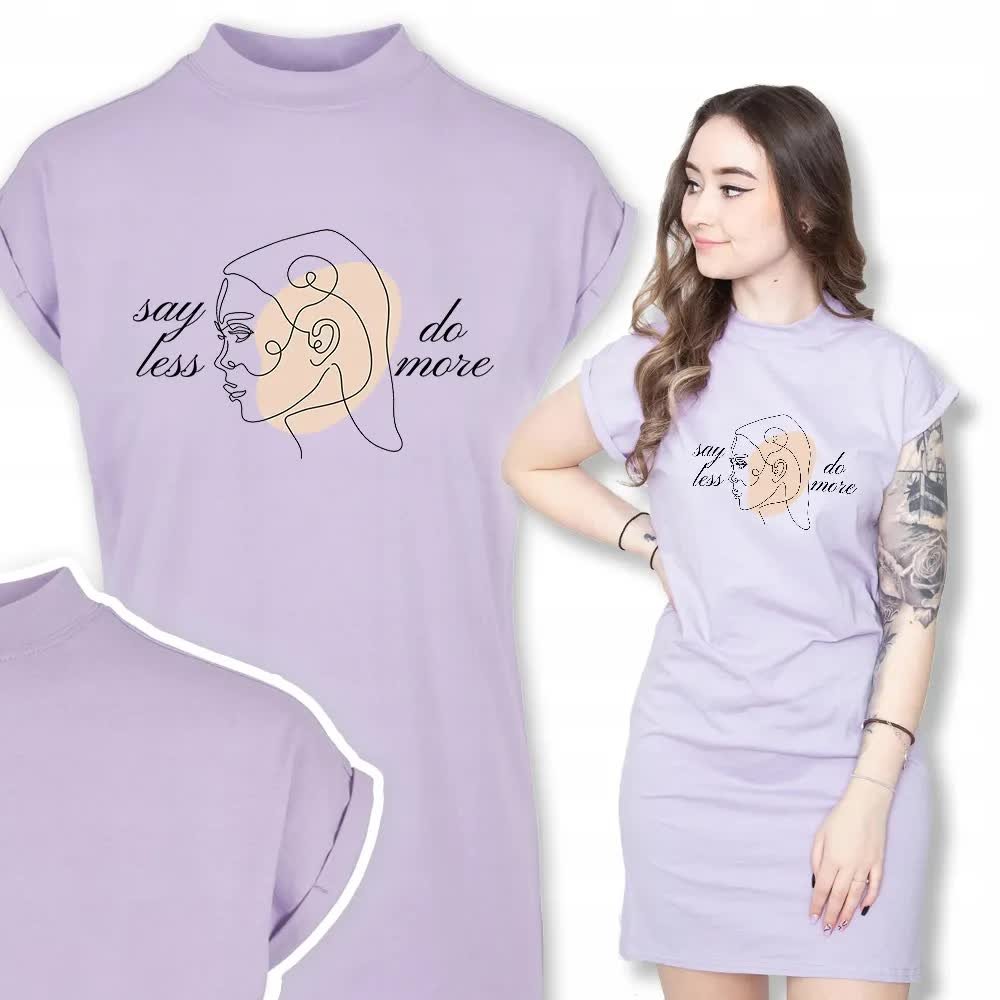 Sukienka T-Shirt Fioletowa SAY LESS DO MORE Wz S - Inna marka | Moda ...