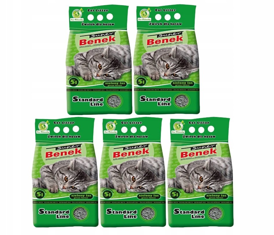Super Benek Standard Line Bentonitowy Żwirek Dla Kota Zielony Las 25L ...