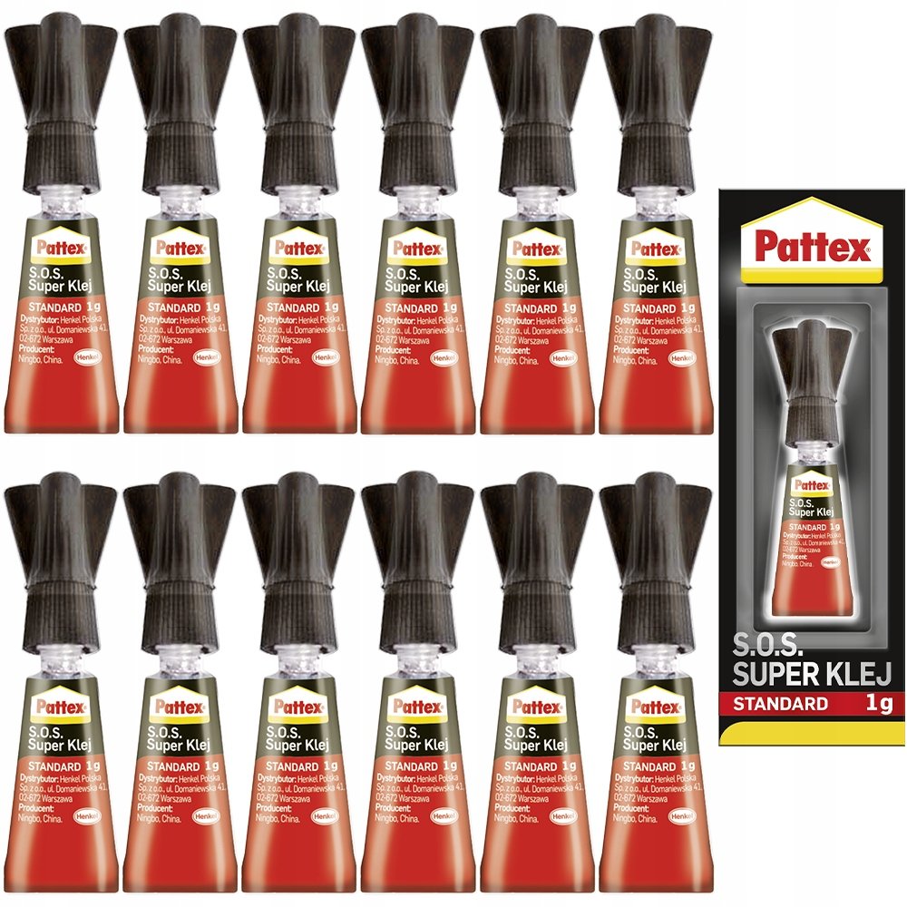 Super klej PATTEX S.O.S. Standard, 12 szt. - 1 g szybkoschnący ...