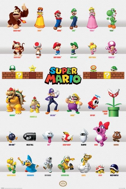 Super Mario Character Parade plakat 61x91 5 cm Super Mario Bros Sklep EMPIK.COM